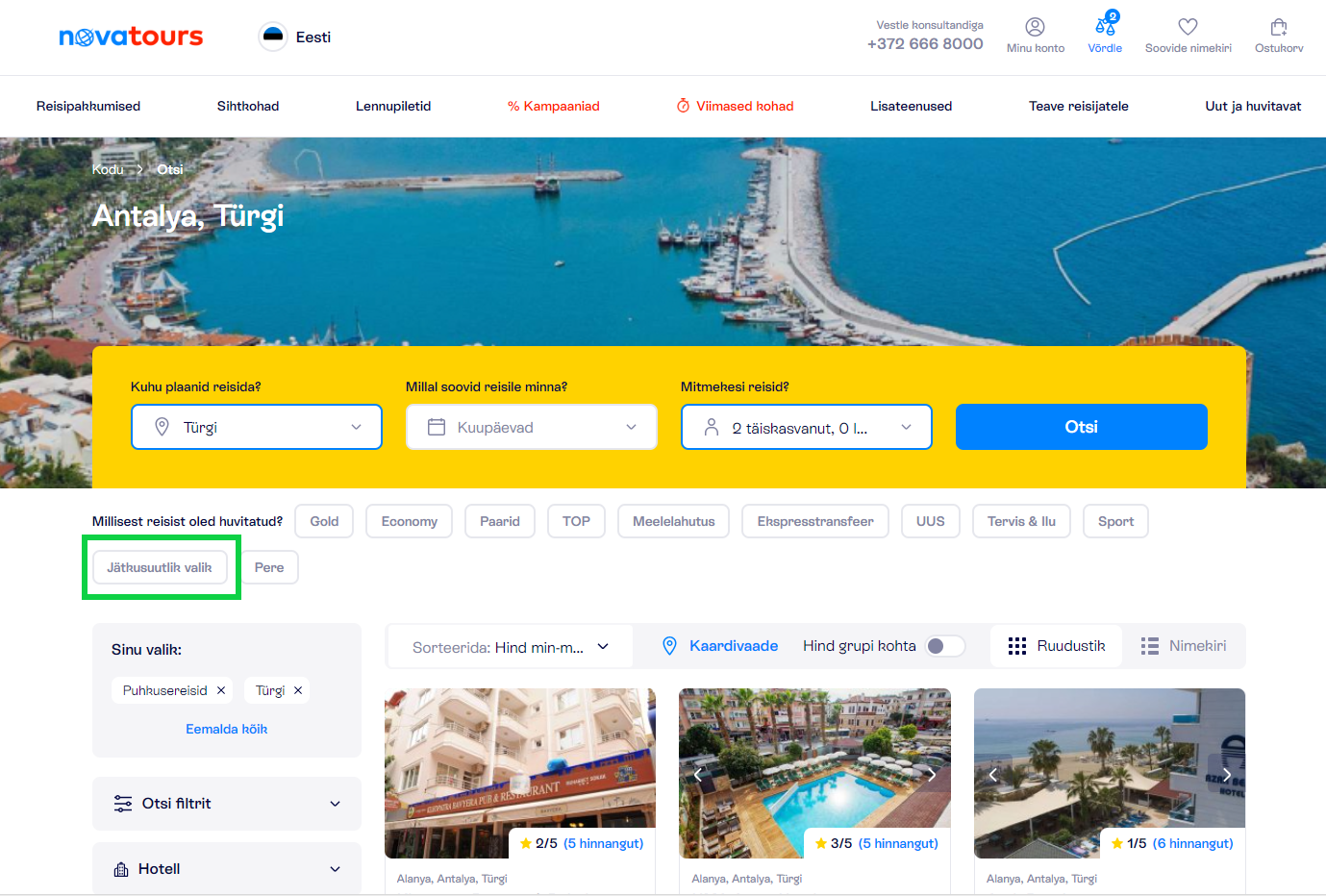 Jätkusuutlikud hotellid | Novatours